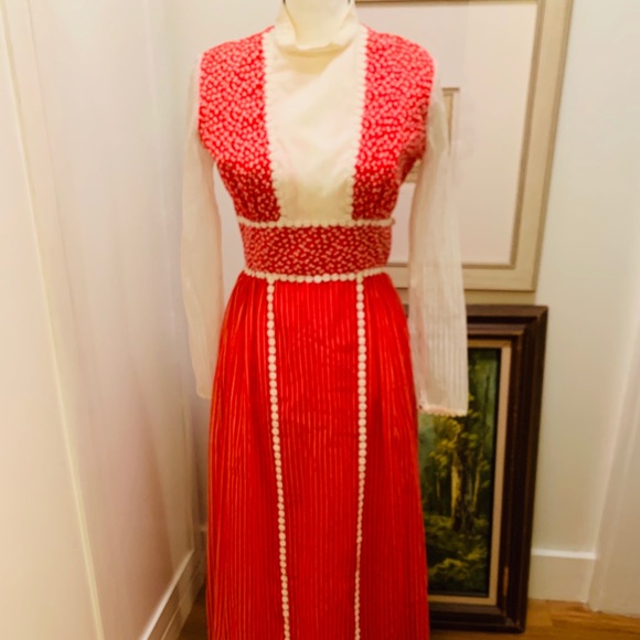 Vintage | Dresses | Vintage Red And White Prairie Dress | Poshmark